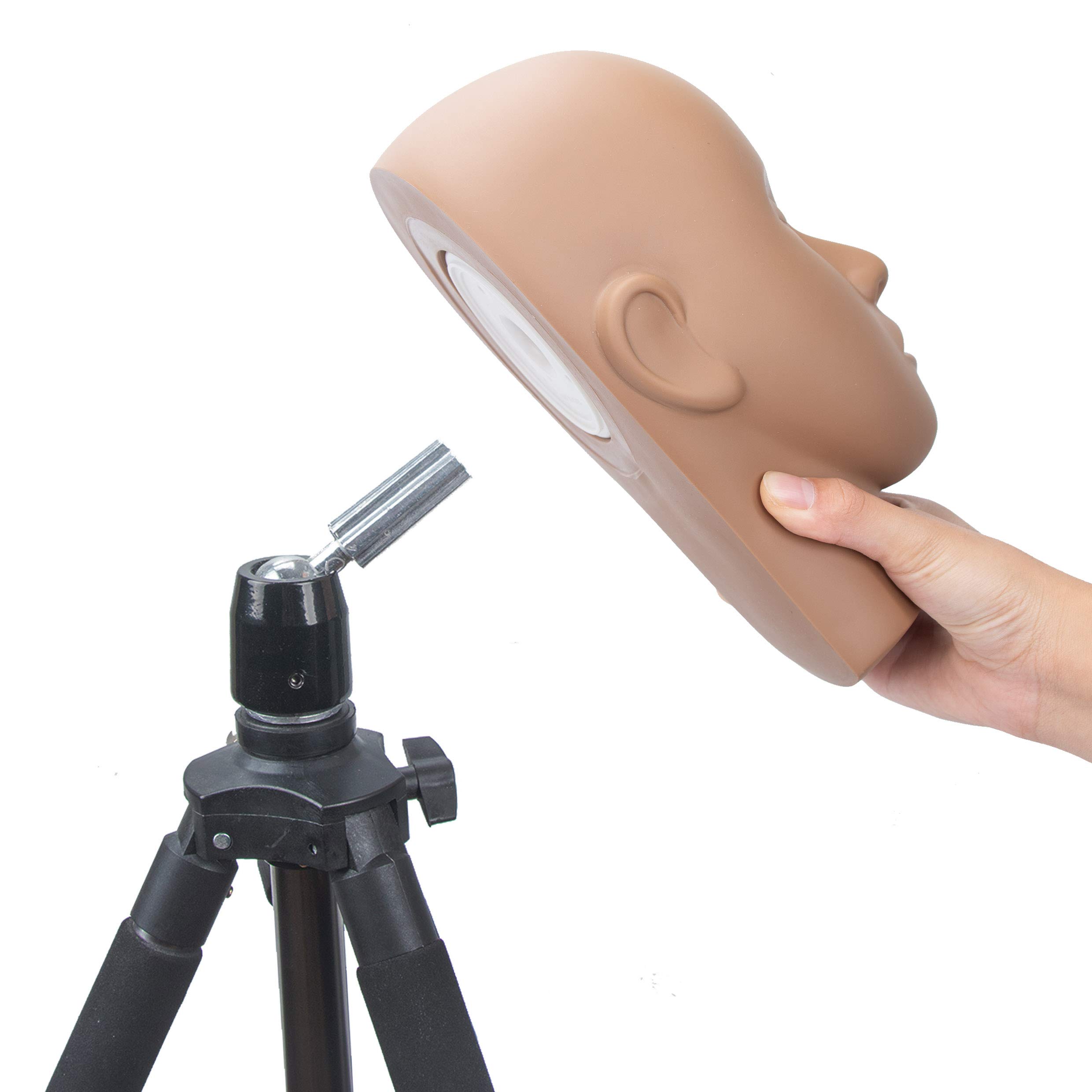 BHD BEAUTY Eyelash Practice Training Head for Makeup Cosmetology Dark Brown Flat Soft PVC Material Head with Mount Hole.