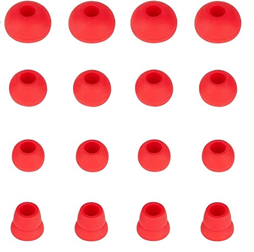 BLLQ Red Replacement Silicone Ear Tips Earbuds Buds for Powerbeats 3 Wireless Beats by dre Headphones, Eartips 16PCS 8 Pairs 4 Size Options for Powerbeats3 Red pbr16