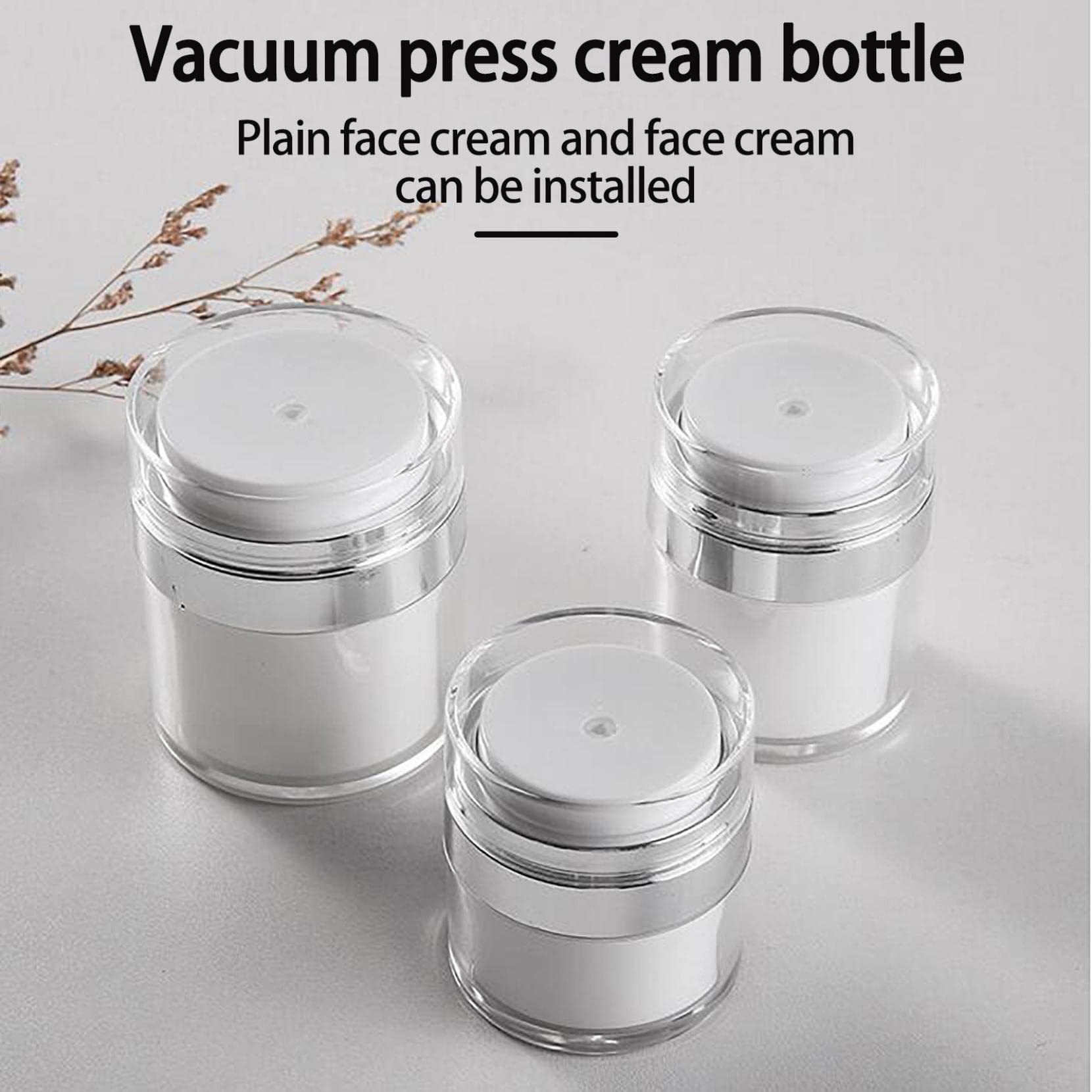2Pcs Airless Pump Jars Sets, Face Moisturizer Pump Dispenser Travel Size Pump Bottle Container for Lotion, Empty Airless Cosmetic Container Cream Jar Vacuum Bottle Dispenser