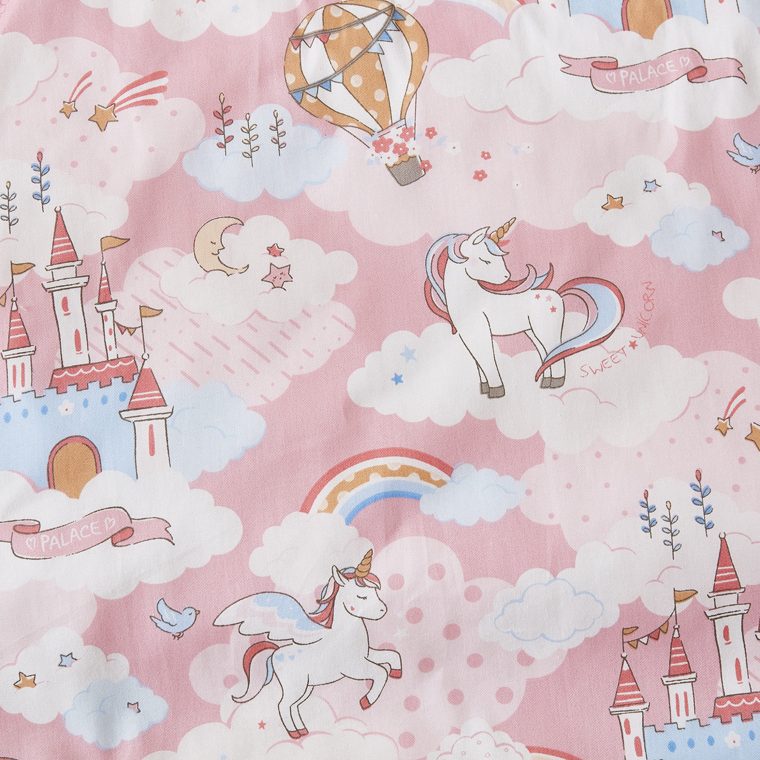 Brandream Baby Girl Pink Unicorn Nursery Bedding Princess Crib Bedding Set with Rainbow Cloud Printed Christmas Baby Bedding 100% Cotton