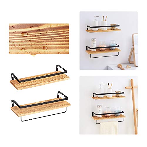 Coral Flower Floating Wall Mounted Shelves for Kitchen, Bathroom,Set of 2, 16.10inch, Brown