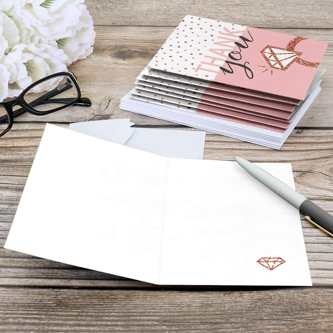 Big Dot of Happiness Bride Squad - Rose Gold Bridal Shower or Bachelorette Party Thank You Cards (8 count)