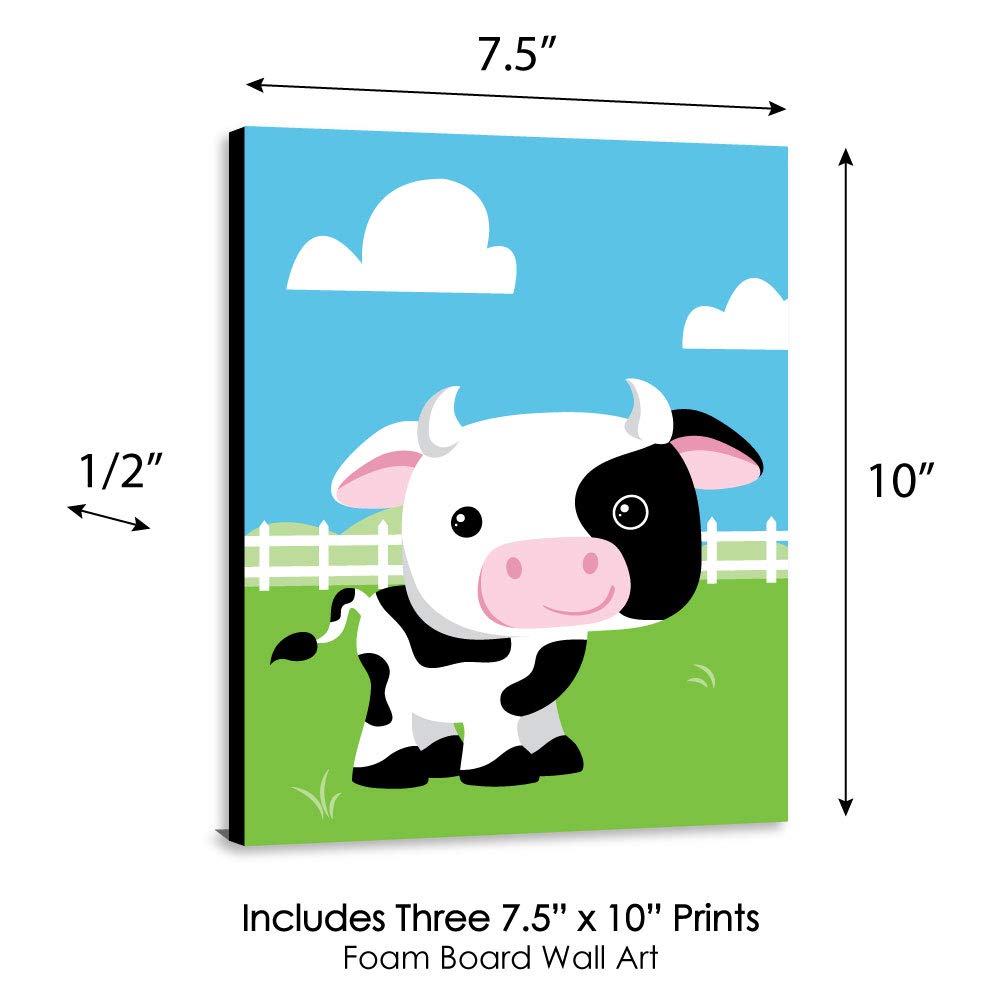 Big Dot of Happiness Farm Animals - Barnyard Nursery Wall Art and Kids Room Decorations - Gift Ideas - 7.5 x 10 inches - Set of 3 Prints