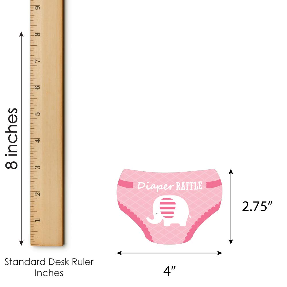 Big Dot of Happiness Pink Elephant - Diaper Shaped Raffle Ticket Inserts - Girl Baby Shower Activities - Diaper Raffle Game - Set of 24