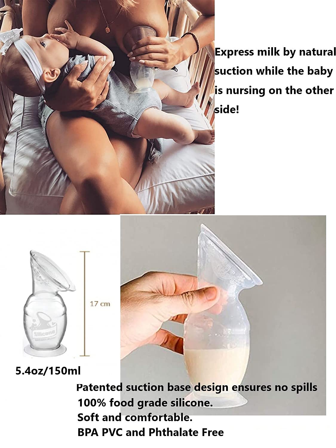 haakaa Silicone Manual Breast Pump 5.4 oz & Reusable Breastmilk Storage Bag 9oz Set - Milk Collector| Letdown Catcher| Leak Proof Storing Pouches| Breast Milk Saver for Breastfeeding Moms
