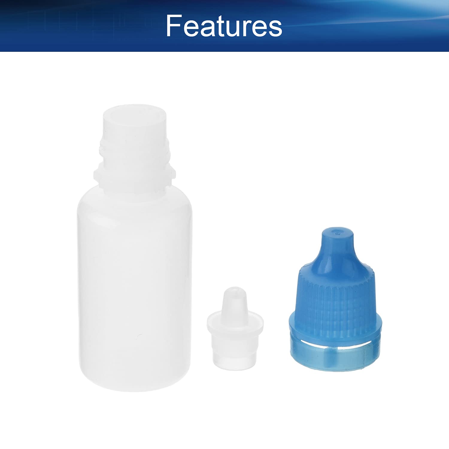 Bettomshin 20Pcs 10ml PE Plastic Dropping Bottles, Thin Mouth Vial of Squeezable Liquid Eye Liquid Dropper, Liquid Sample Seal Storage Bottle with Blue Cap