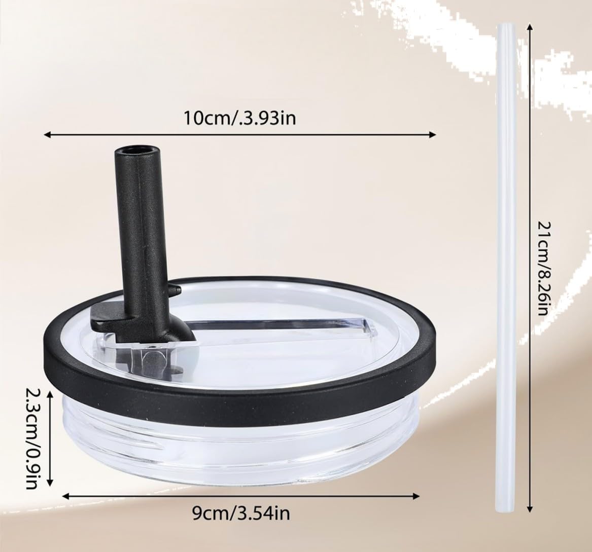 2 PCS 40 oz Replaceble Tumbler Flip Straw Lid for Stanley Cup With straw,Reusable Tumbler Cover, Spill Proof Splash Resistant Tumbler Lids (Black and White)