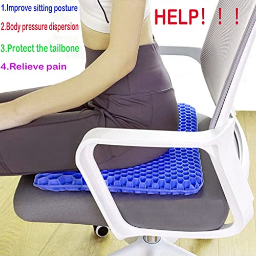Gel Support Cushion，Gel Seat Cushion,with Non-Slip Cover,Help for Relieving Back Pain ,use for The Car,Office,Wheelchair (Blue)