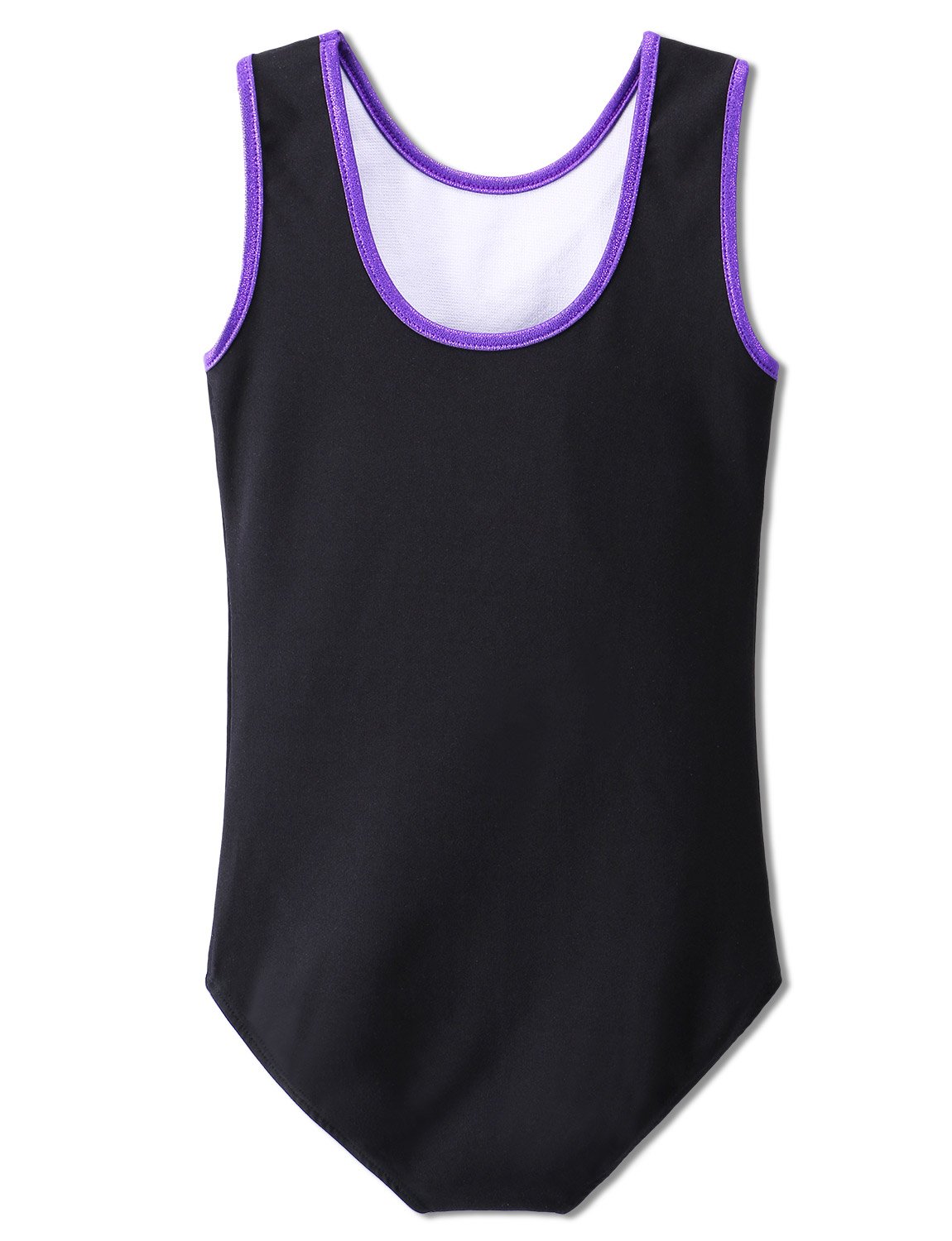 BAOHULU Leotards for Girls Gymnastics Toddler Shiny Diamond Metallic Athletic Bodysuit B179_BlackPurple_12A