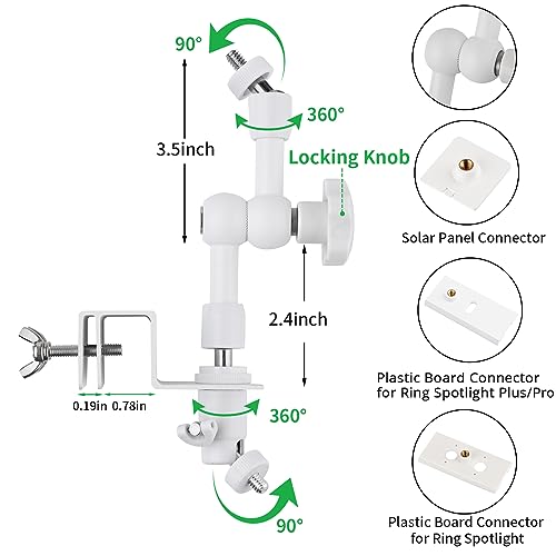 2-in-1 Gutter Mount for Ring Solar Panel, Stick Up Cam Battery, Spotlight Cam Battery and Spotlight Cam Battery Plus/Pro, Perfect Angle to Get Adequate Sunlight for Your Ring Solar Panel - White