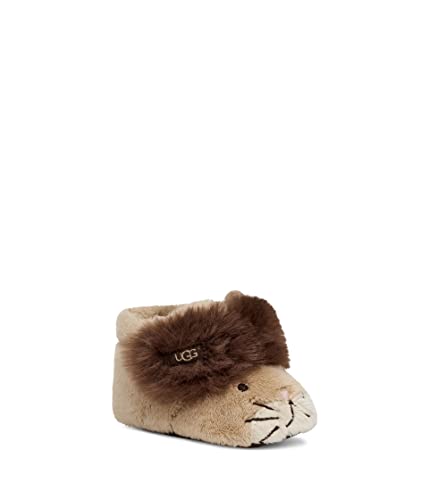 UGG Unisex-Baby Bixbee Lion Stuffie Boot, Sand/Chocolate, 4-5 Toddler