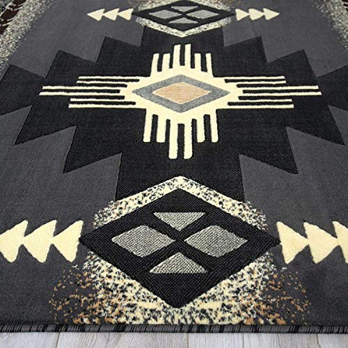 Champion Rugs Southwest Navajo Aztec Native American Tribal Gray Area Rug Carpet (8 Feet X 10 Feet)
