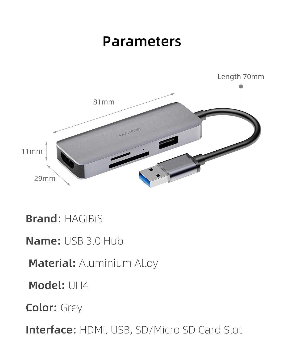 Hagibis USB 3.0 to HDMI Adapter USB Hub Video Converter HD SD/Micro SD Card Reader Docking Station for Mac OS Windows 10/8.1/8/7