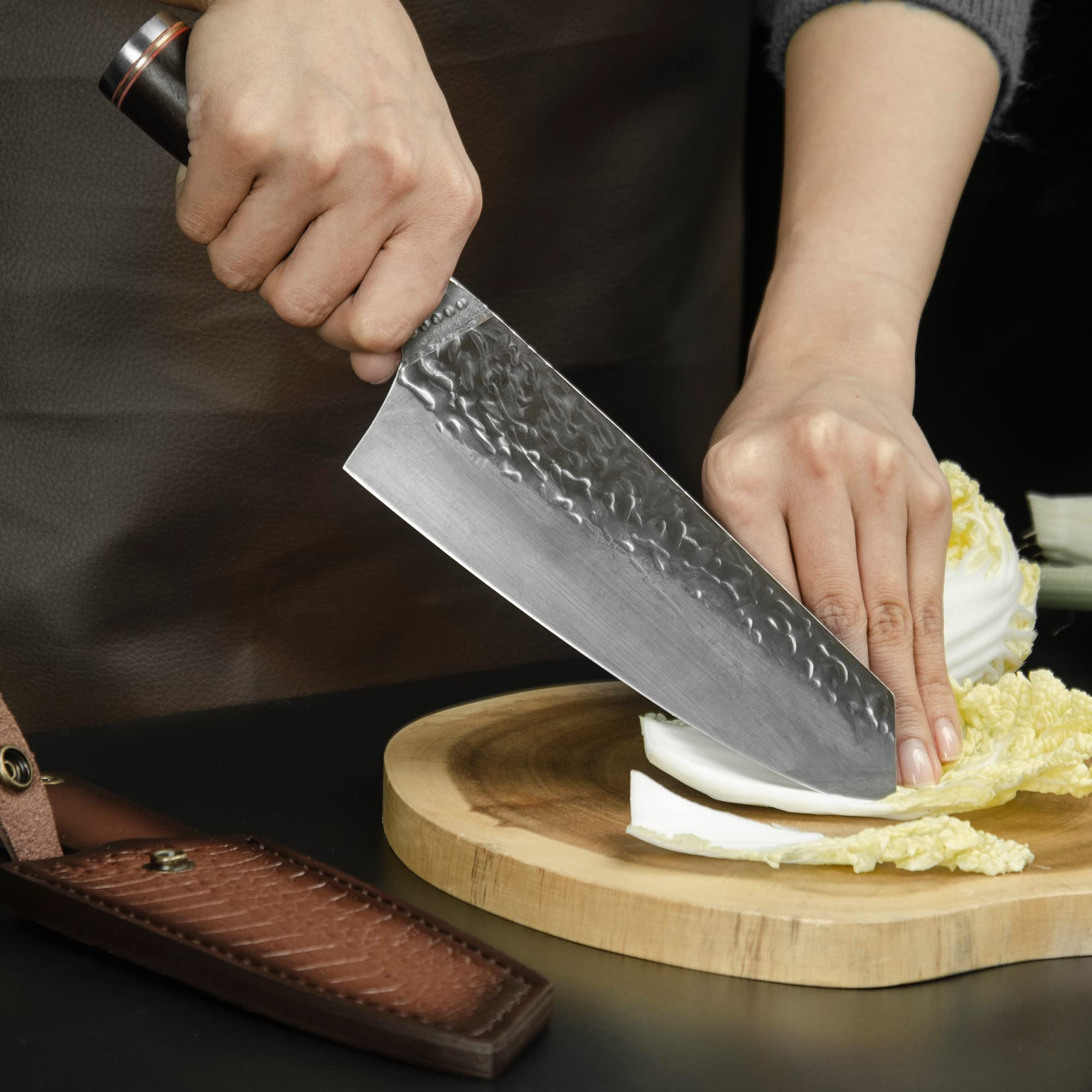 13pcs Serbian Chef Knife Set include sheath High Carbon Steel Cleaver Kitchen Knife Whole Tang Vegetable Cleaver Home BBQ Camping with Knife Bag