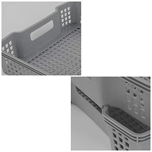 Ggbin Plastic Basket for Organizing, Grey Basket Trays, Set of 6