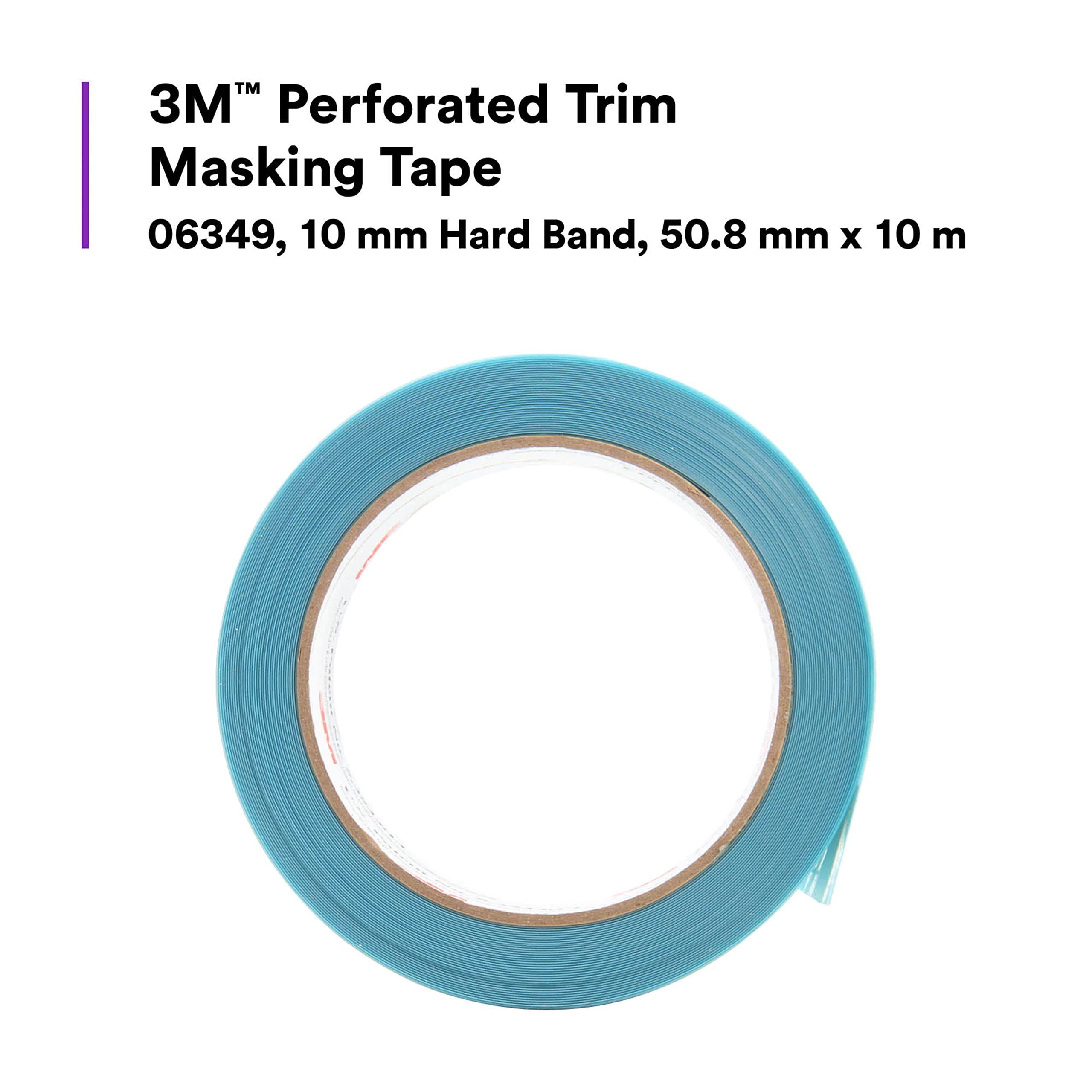 3M Perforated Trim Masking Tape 06349, Molding Paint Protection, Trim Lifting Tape, Hand Tearing, 10 mm Hard Band, 50.8 mm x 10 m