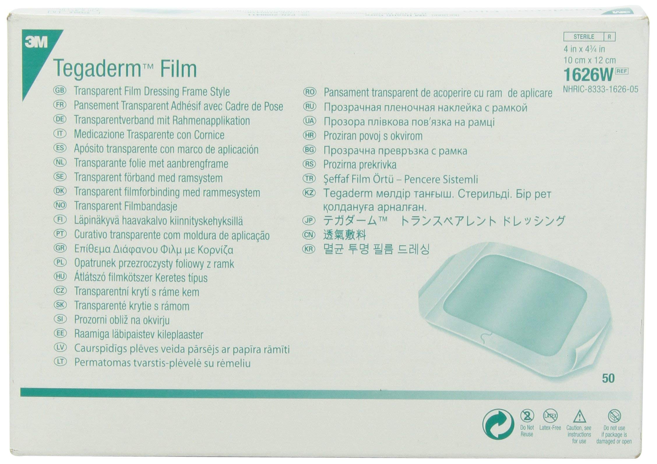 3M™ Tegaderm™ Transparent Film Dressing Frame Style, 1626W, USA, 10 cm x 12 cm, 50 Each/Carton, 4 Carton/Case