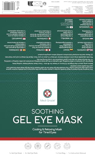 Medi Grade Cooling Eye Mask for Puffy Eyes, Allergies, Sinuses - Reusable Gel Eye Mask and Cooling Eye Pads with Thermo-Bag for Dark Circles, Hangovers and Migraine Relief - Cold Eye Mask