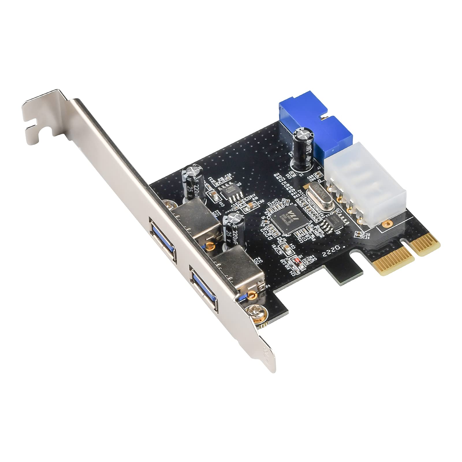 2 Port PCIE Expansion Card, Aideepen 2 Ports PCI-E to USB 3.0 Expasion Card with 4-Pin & 20 Pin Control Card Adapter PCI Express Controller Hub for Windows