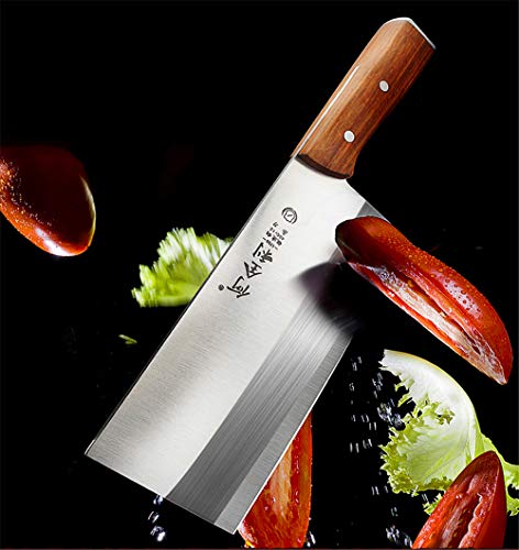 Cleaver Knife 7 Inch β Chinese Chef Knife with rosewood Handle, Vegetable Meat Cleaver Knife with case, Anti-rust Kitchen Knife for Cooking