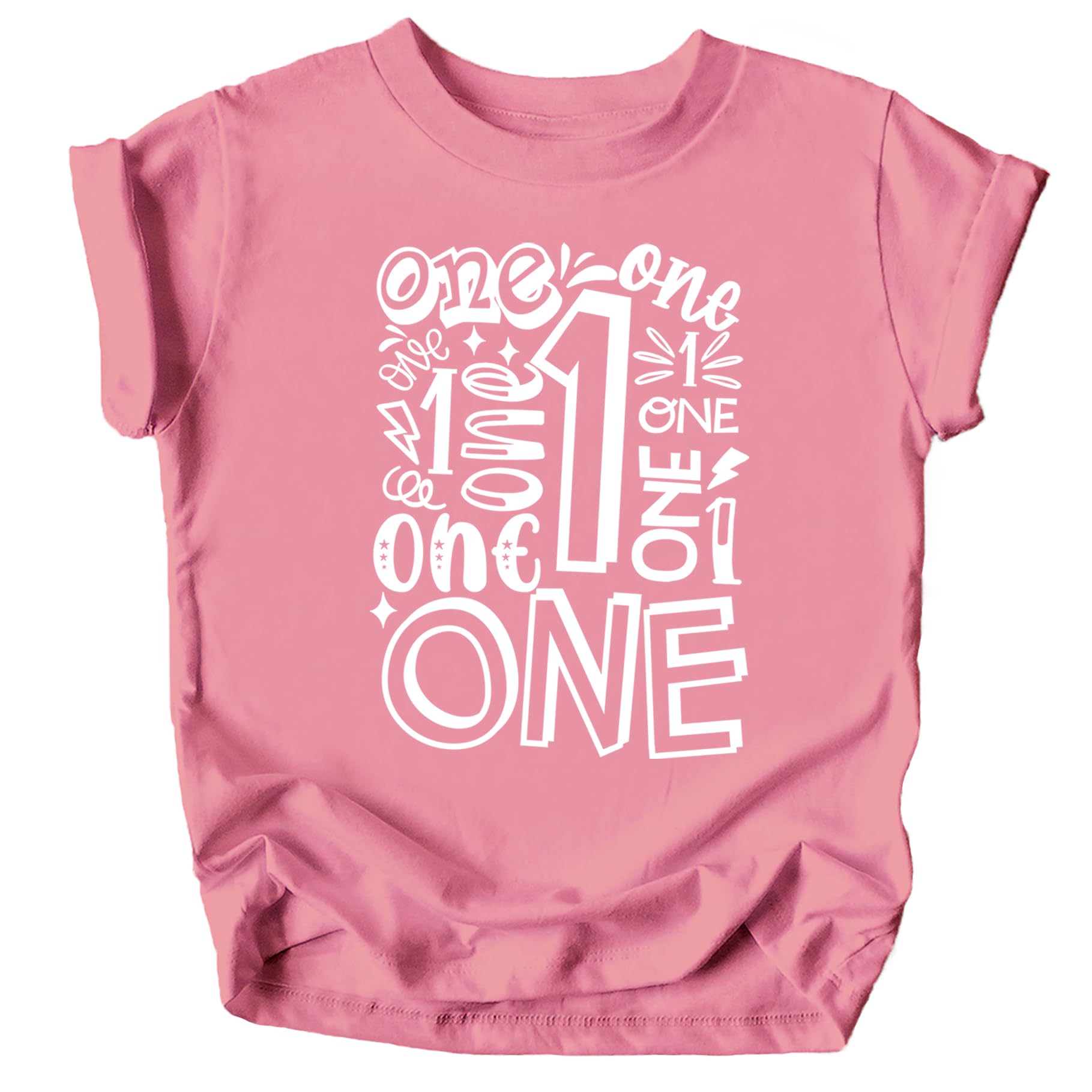 Olive Loves Apple First Birthday Terms Shirts for 1st Bday Outfit for Baby Boys and Girls White on Mauve Shirt 18 Months