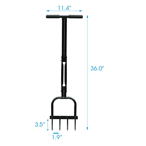 Gardzen Spike Aeration, Heavy Duty Aerator for Compacted Soils and Lawns, 35" x 11", Black