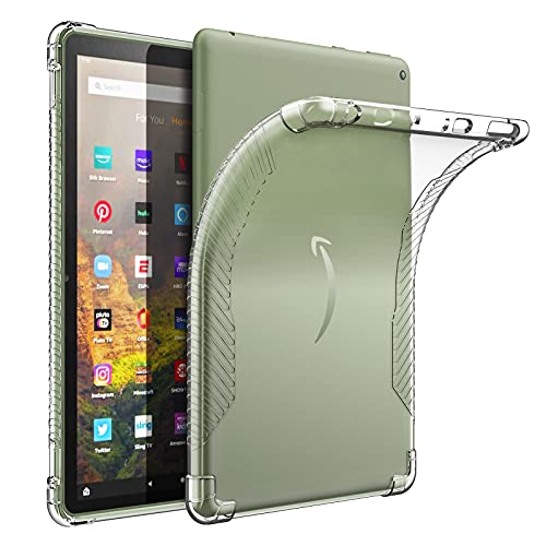 MoKo Case Fits All-New Kindle Fire HD 10 & 10 Plus Tablet (11th Generation, 2021 Release) 10.1", Ultra Clear Soft Flexible Transparent TPU Skin Bumper Back Cover Shell, Clear