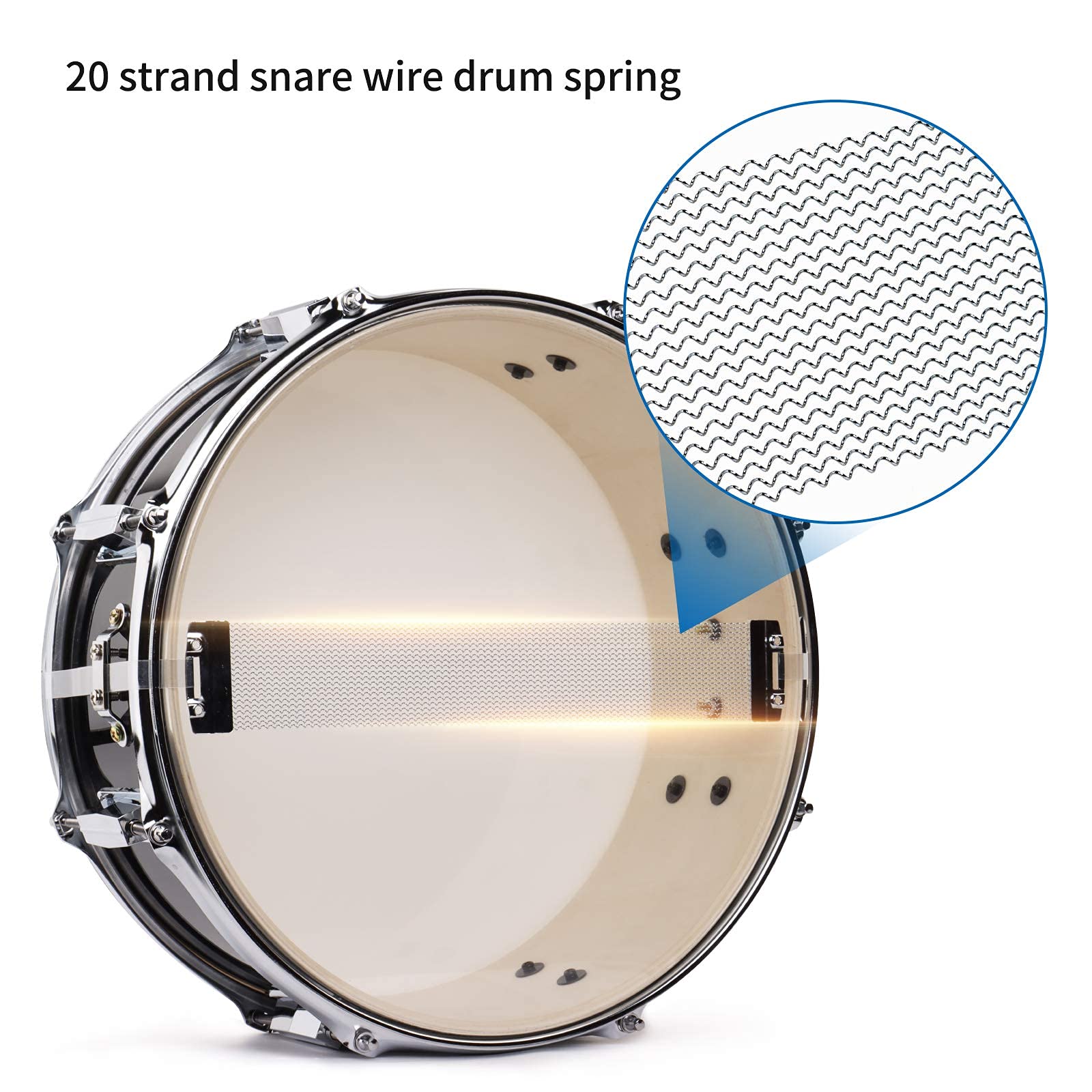 14 inch Snare Drum Set with Gig Bag, a pair Sticks,drum Stand and Drum Keys,a pair practice gloves for Students,Beginners (14'', Black)