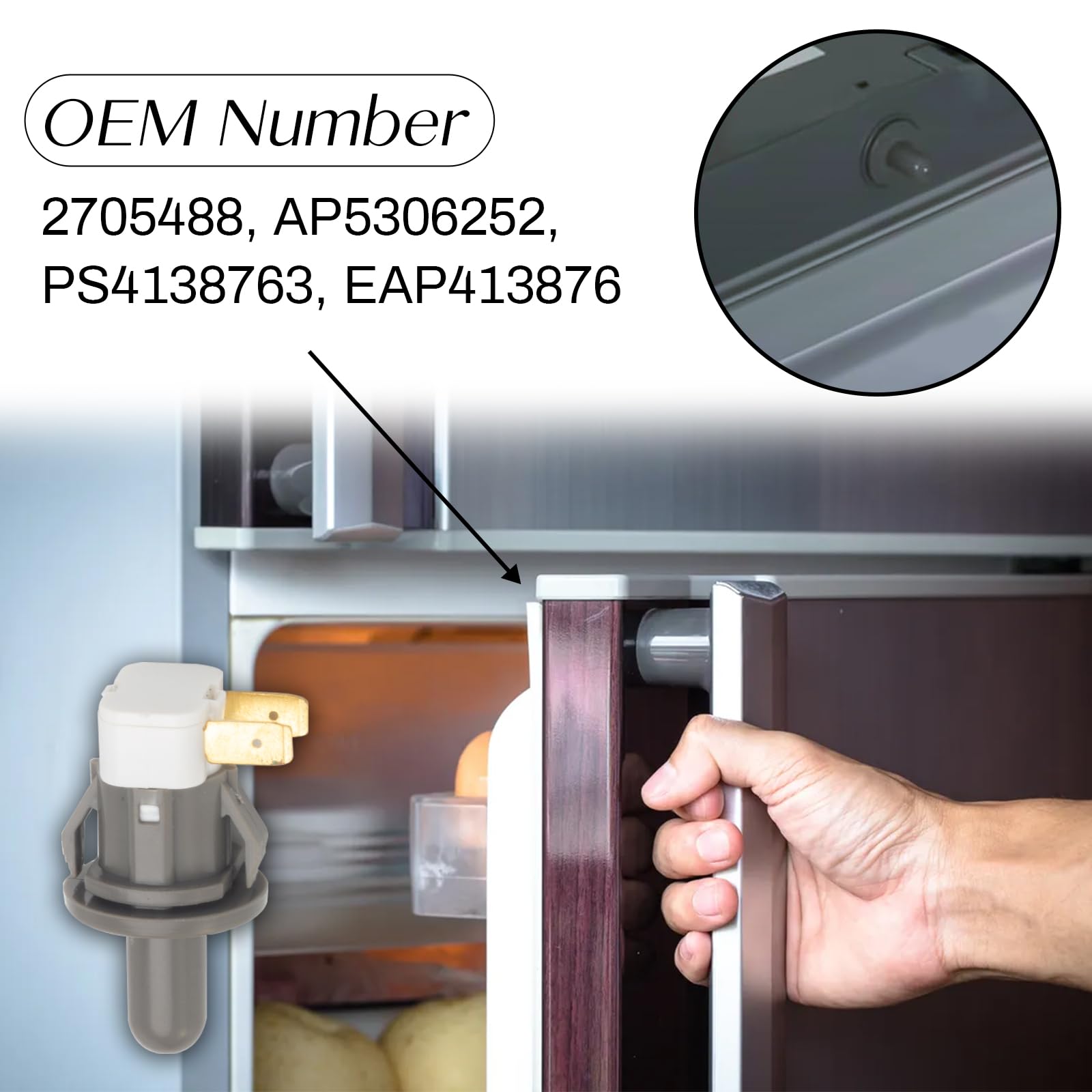 ππππ ππ₯ππ§ππππ DA34-00066C Refrigerator Door Switch Compatible with Samsung Refrigerator Door Light Switch Replaces AP5306252 2705488 PS4138763
