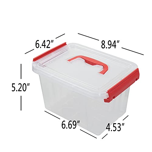Easymanie 6 Pack 3 Qt Mini Plastic Storage Box Bin with Handle