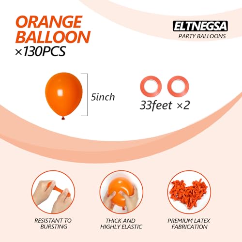 132pcs 5inch Orange Balloons Small Latex Balloons for Birthday Party Decorations