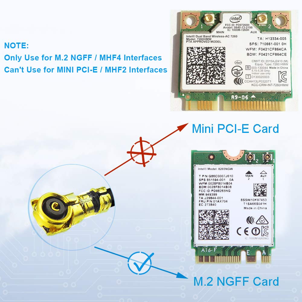 BINGFU U.FL IPX IPEX MHF4 to RP-SMA Female Bulkhead Mount WiFi Antenna Cable 30cm 12 inch 2-Pack for Intel AX200NGW 8265AC 8265NGW 7265AC 9560AC M.2 NGFF Interface Wireless Network Card WiFi Adapter