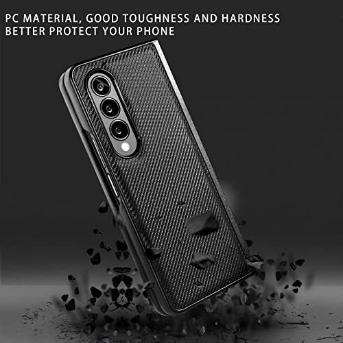 AKABEILA Case for Samsung Galaxy Z Fold 3 5G, Premium PU Leather Case Soft Slim Non-Slip Carbon Fiber Phone Case Folding Cover for Galaxy Z Fold3 5G 7.6" Black