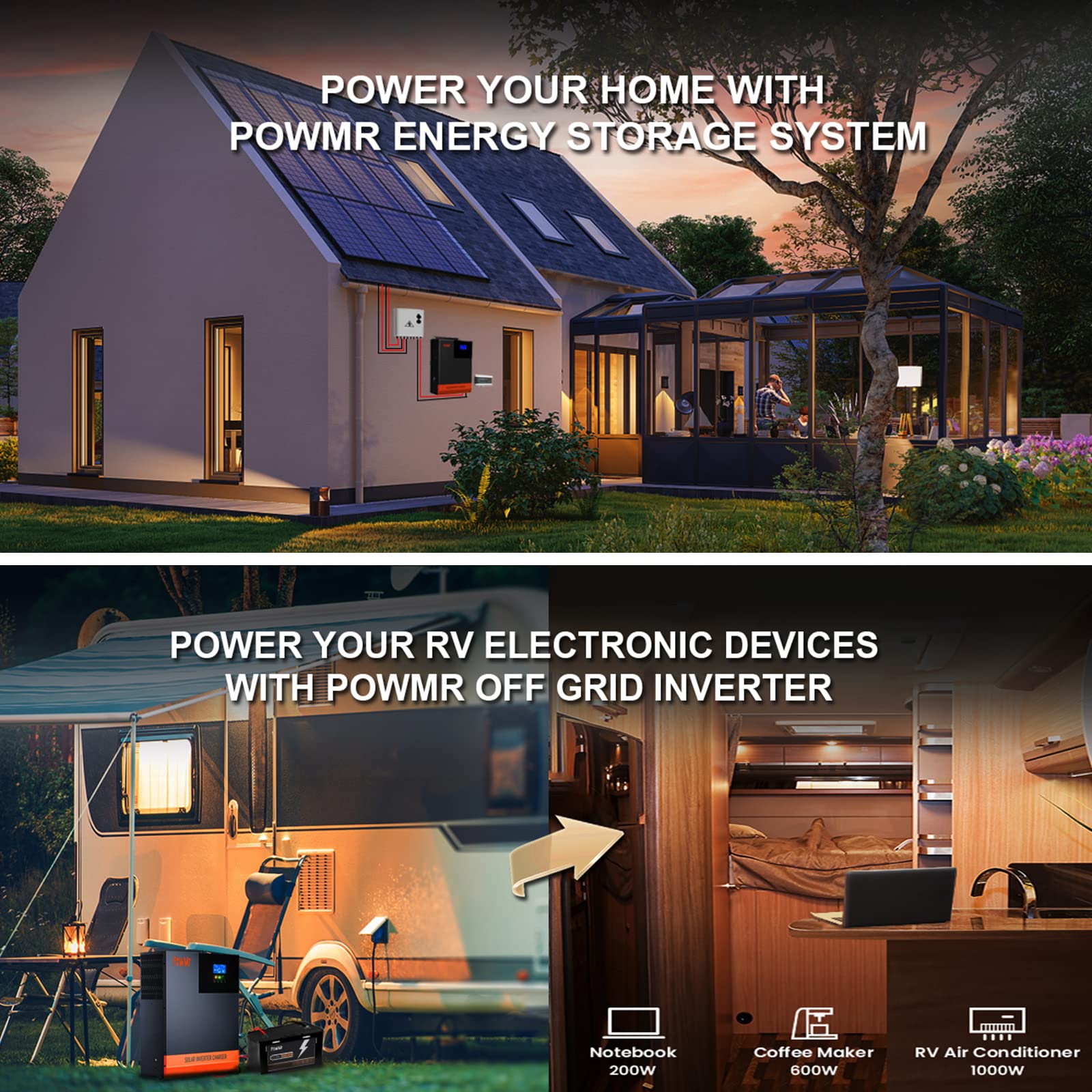 3000W Solar Inverter 24v to 110V AC, Off-Grid Power Inverter Pure Sine Wave Built in 80amp MPPT Controller, for 24V Lead Acid/Lithium Batteries