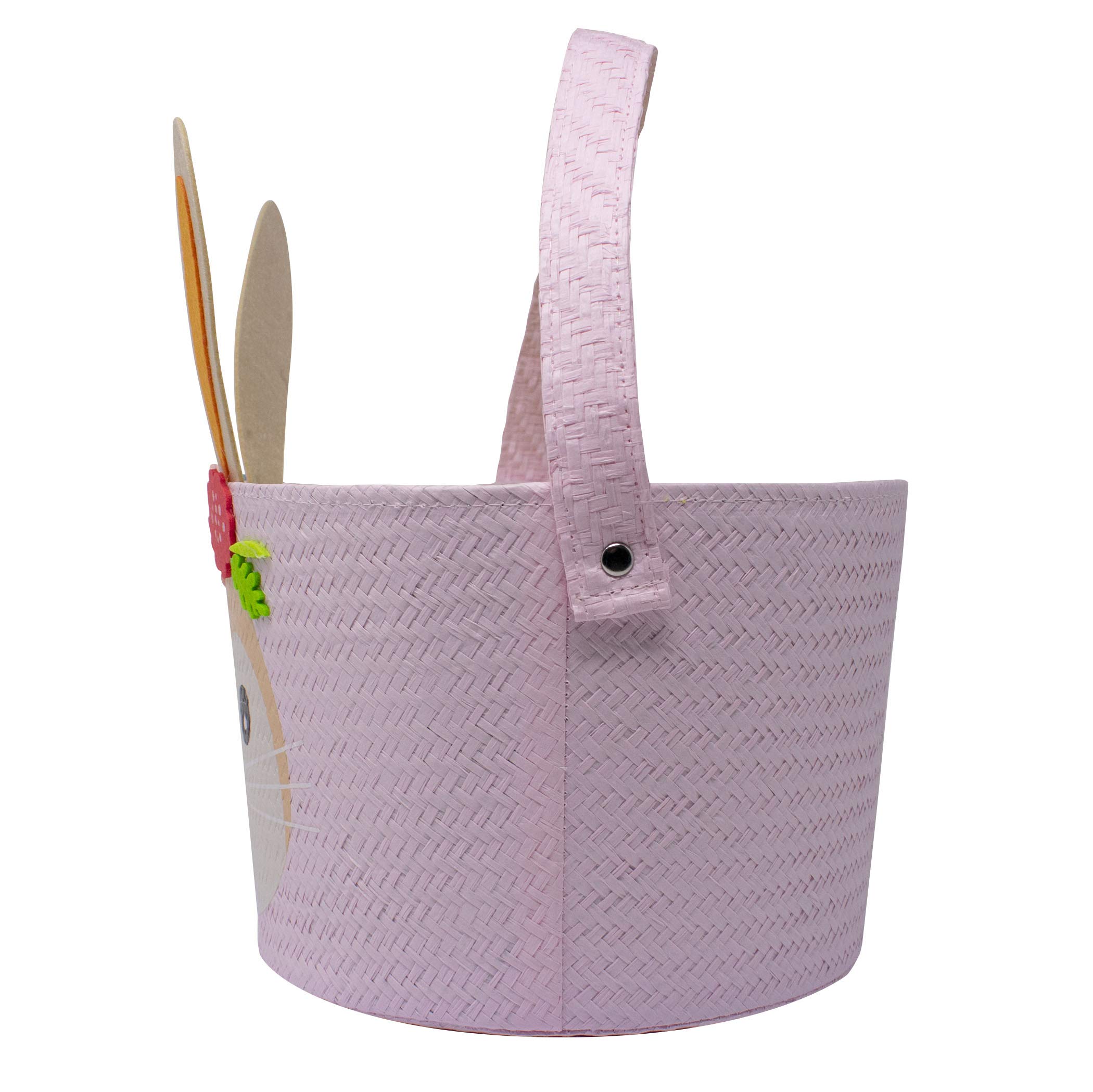 PTI Group Pink Bunny Easter Basket and Treats or Toys Container for Easter Egg Hunt (PG01339)