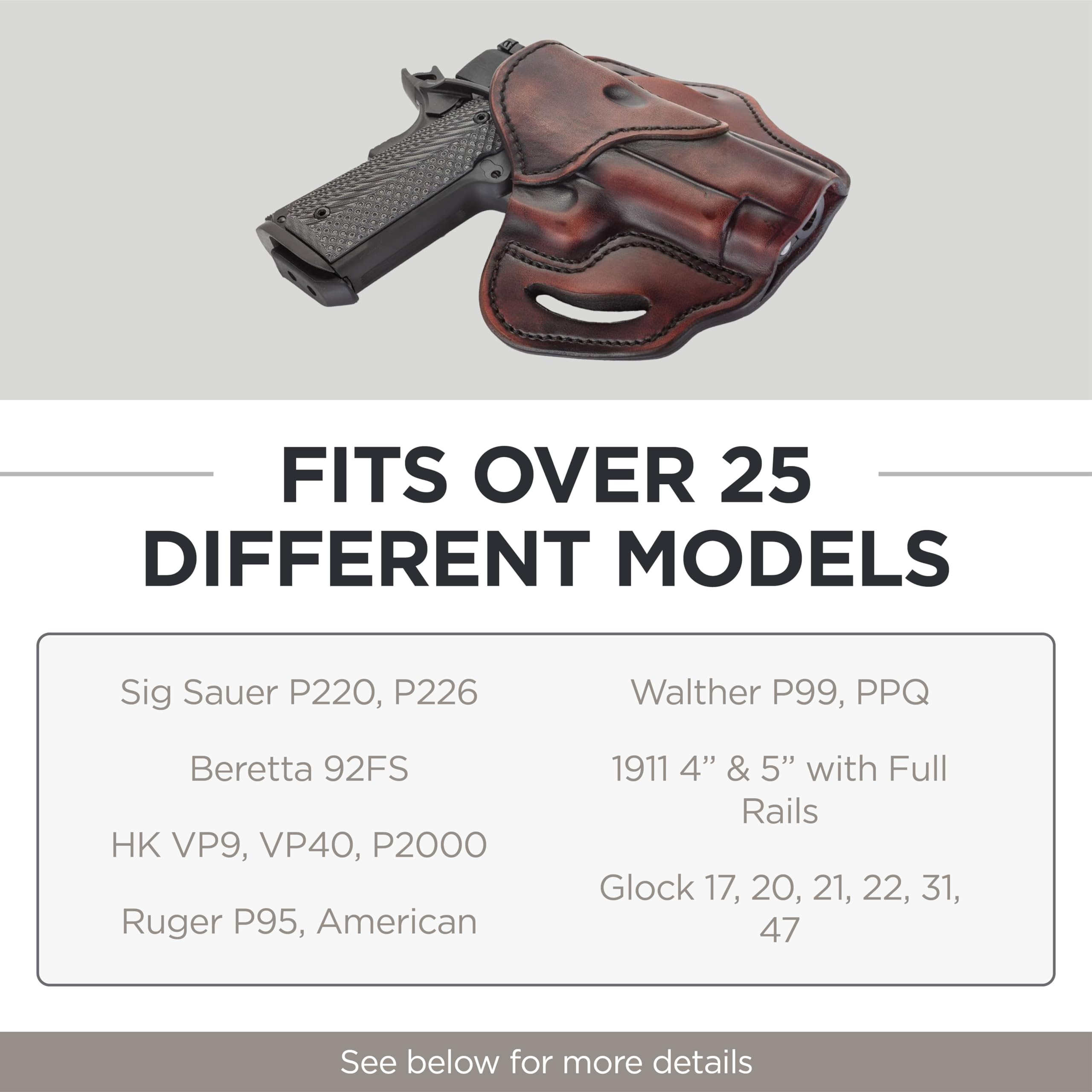 1791 GunLeather Holster for Sig Sauer P226, P220, P229 Right Hand OWB Leather Gun Holster for Belts Also fits 1911 with Rails, HK VP9, Beretta 92FS