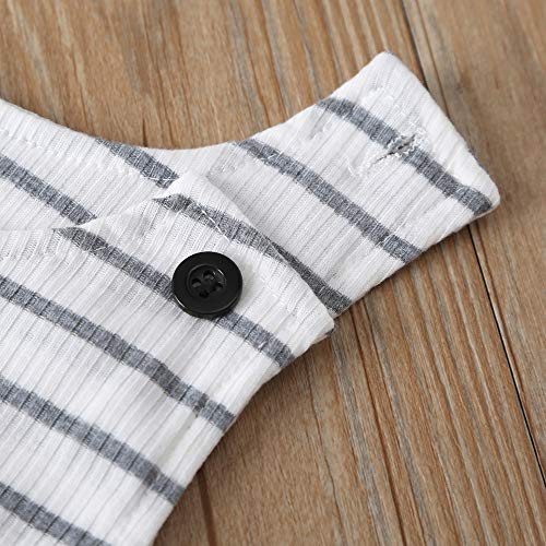 UWBACK Newborn Infant Baby Boy Girl Romper Bodysuit Striped Outfits Coverall Sleeveless Baby Clothes White striped CN100