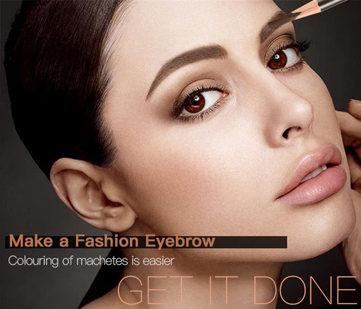 Go Ho 12 PCS Dark Brown Eyebrow Eyeliner Pencils,Sweatproof Eyebrow Pencil,Long-lasting Nice Color Eye Brow Gel Pen Makeup Brow Tint Sticks(Dark Brown)