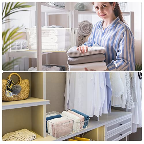 2 Pcs Pull Out Cabinet Organizer Slide out Storage Container No Need Drilling and Nailing Acrylic Drawer Storage Shelves with 4 Pull out Rail for Bathroom Kitchen