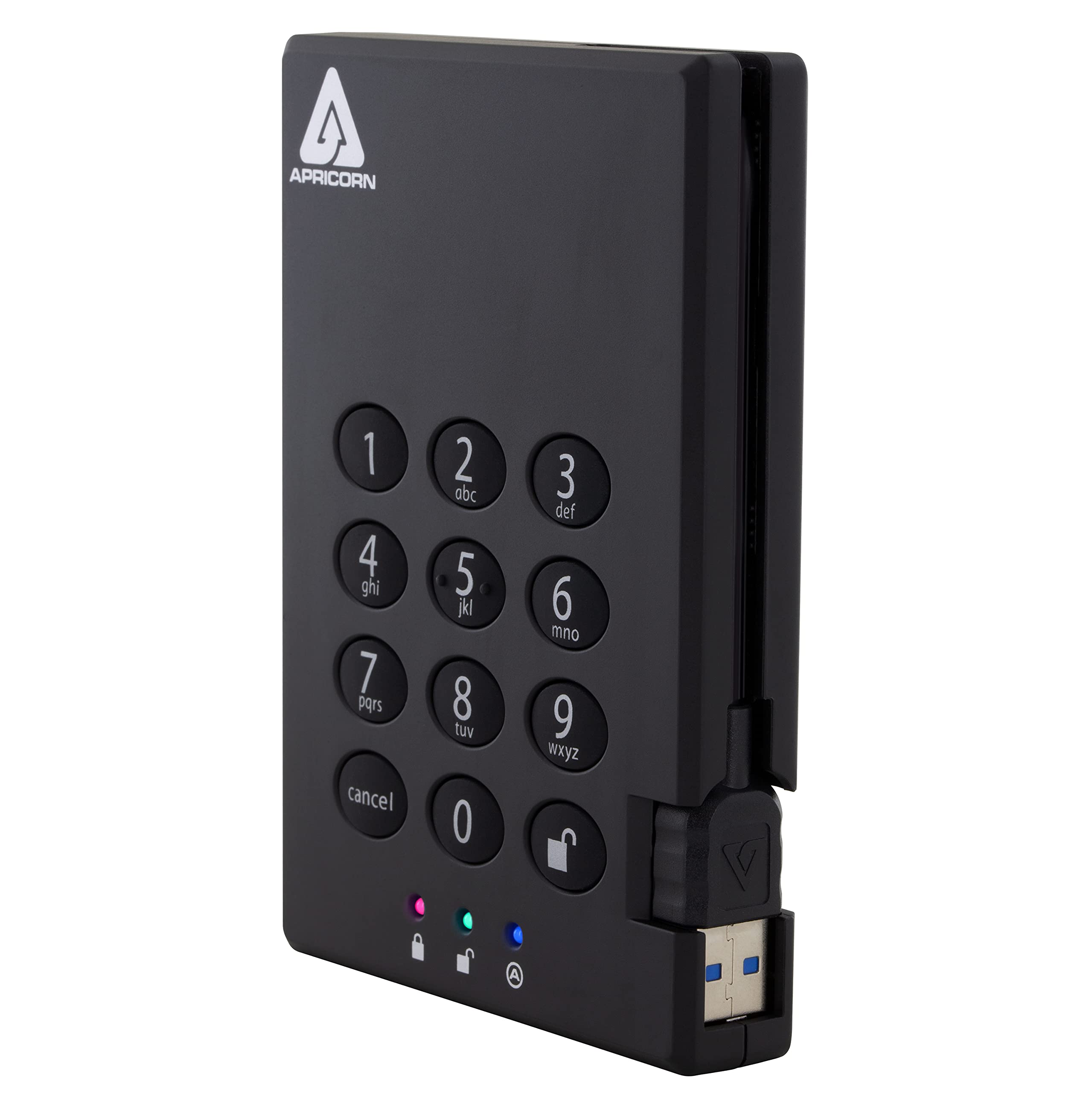 Apricorn 1TB Aegis Padlock USB 3.0 256-bit AES XTS Hardware Encrypted Portable External Hard Drive (A25-3PL256-1000)