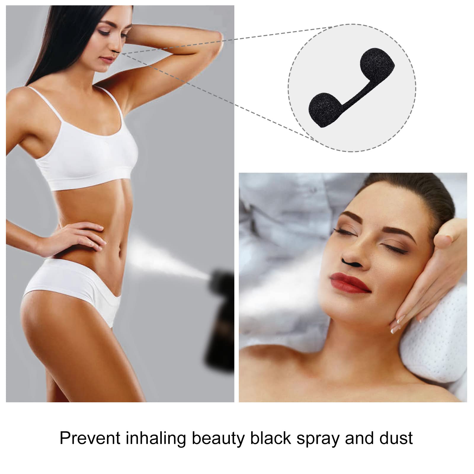 50 Pieces Nose Filters for Spray Tanning, Elera Disposable Plugs Supplies for Spray Tanning Nose Protection Allergen Blocker (Black)