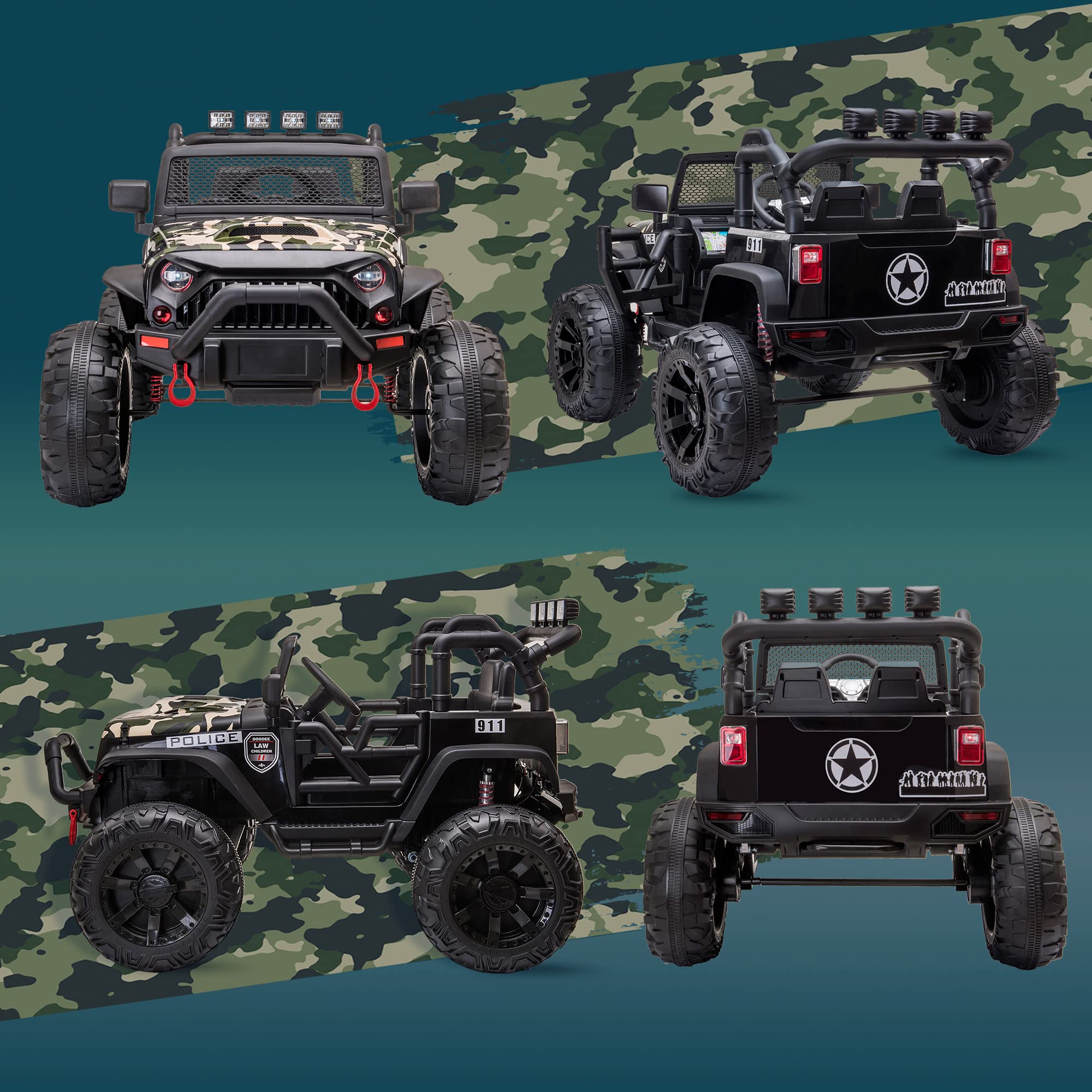 Aosom Ride On Truck for Toddlers 3-8 with Bluetooth, 12V Battery-Powered Electric Car for Kids with Wide Seat, Remote Control, Music, Camo