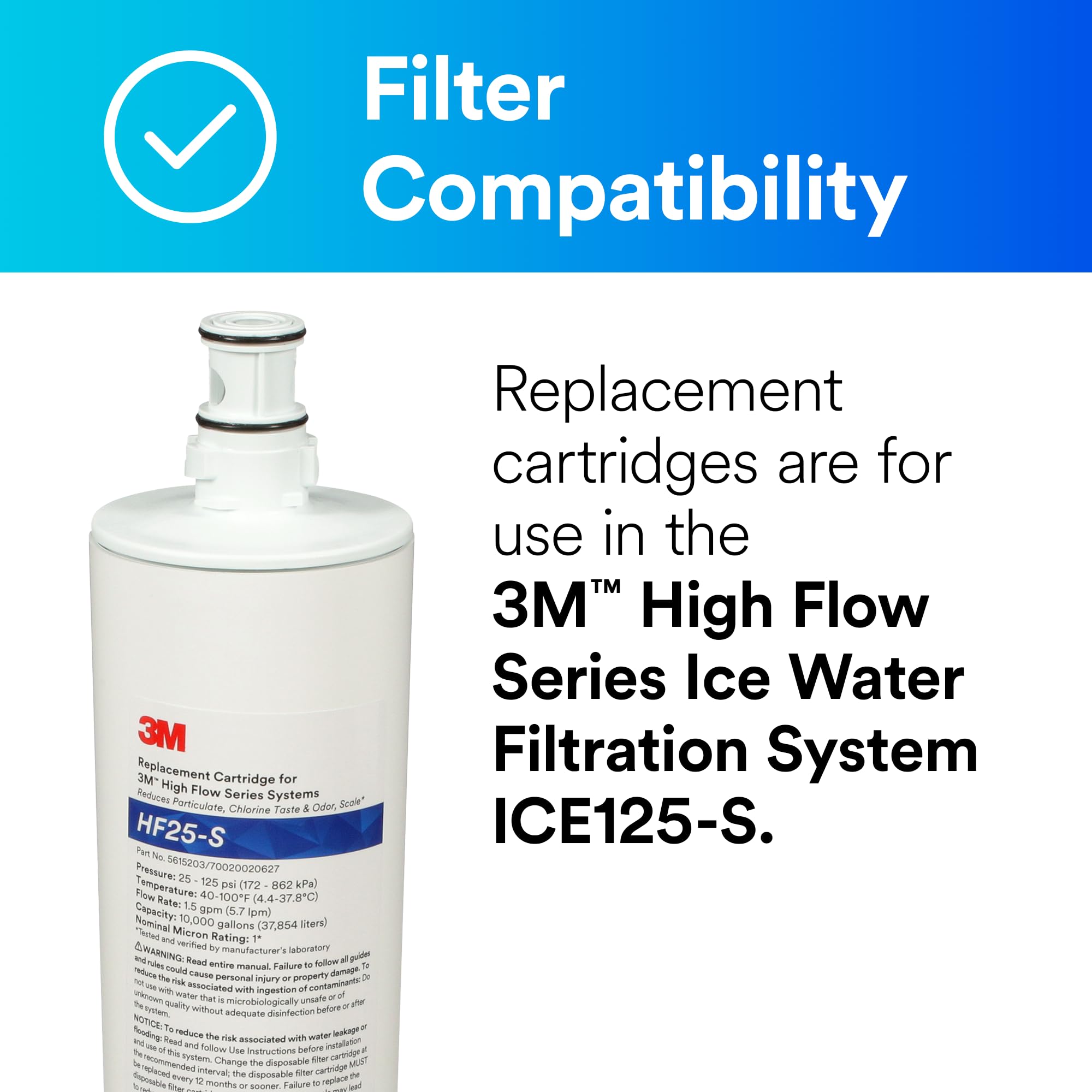 3M Water Filtration Products Replacement Cartridge HF25-S for High Flow Series ICE125-S System. 5615203 (Case of 6)
