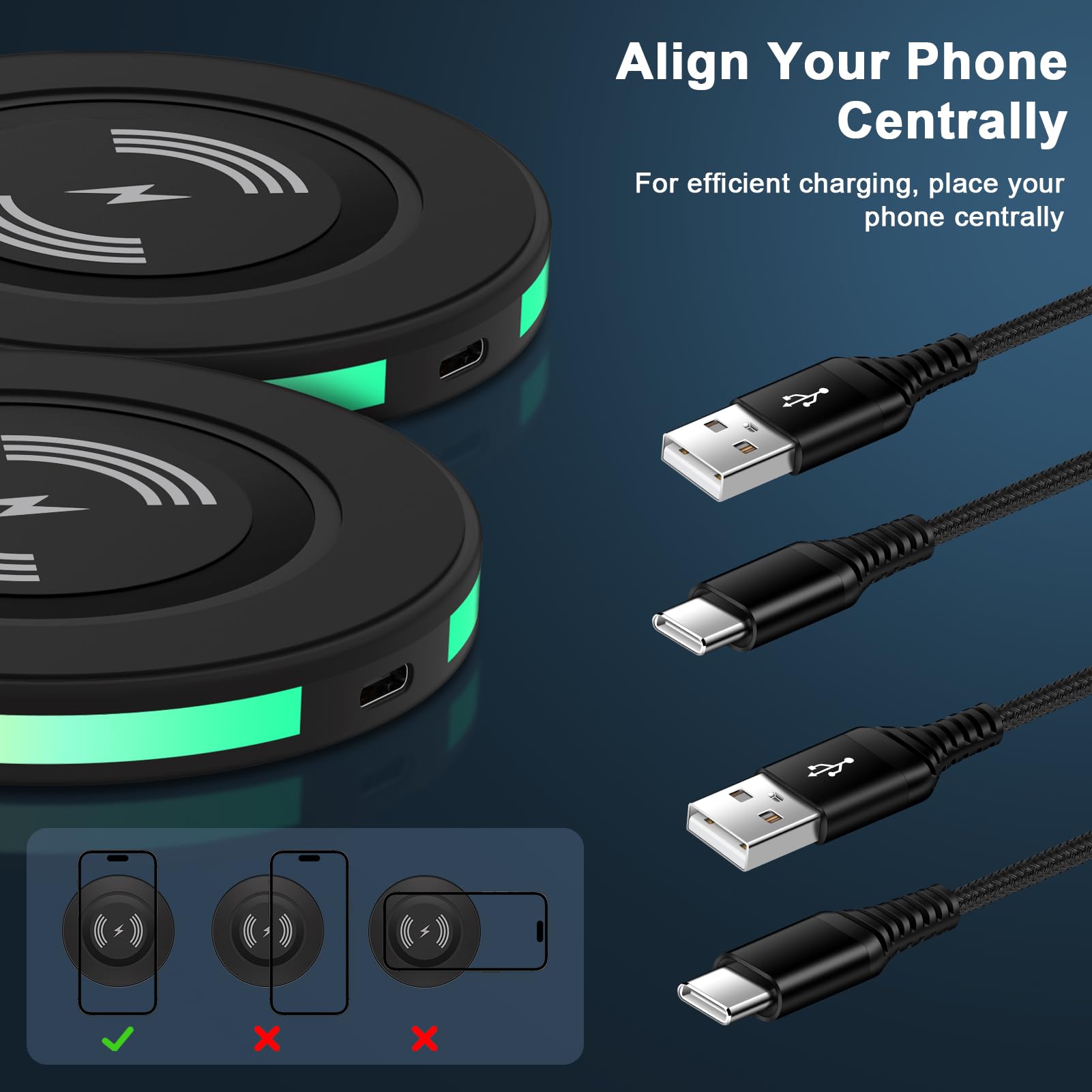 15W Samsung Wireless Charger Fast Charging Pad for Samsung Galaxy S24/S24 Ultra/S24+/S23/S22/S21 FE/S20/Z Fold 5 4 3/Z Flip 5 4 3/S10/S9/S8/Note 20,iPhone 15 14 13 12 11 Pro Max,Pixel 8 Pro 7 6 5 4 3