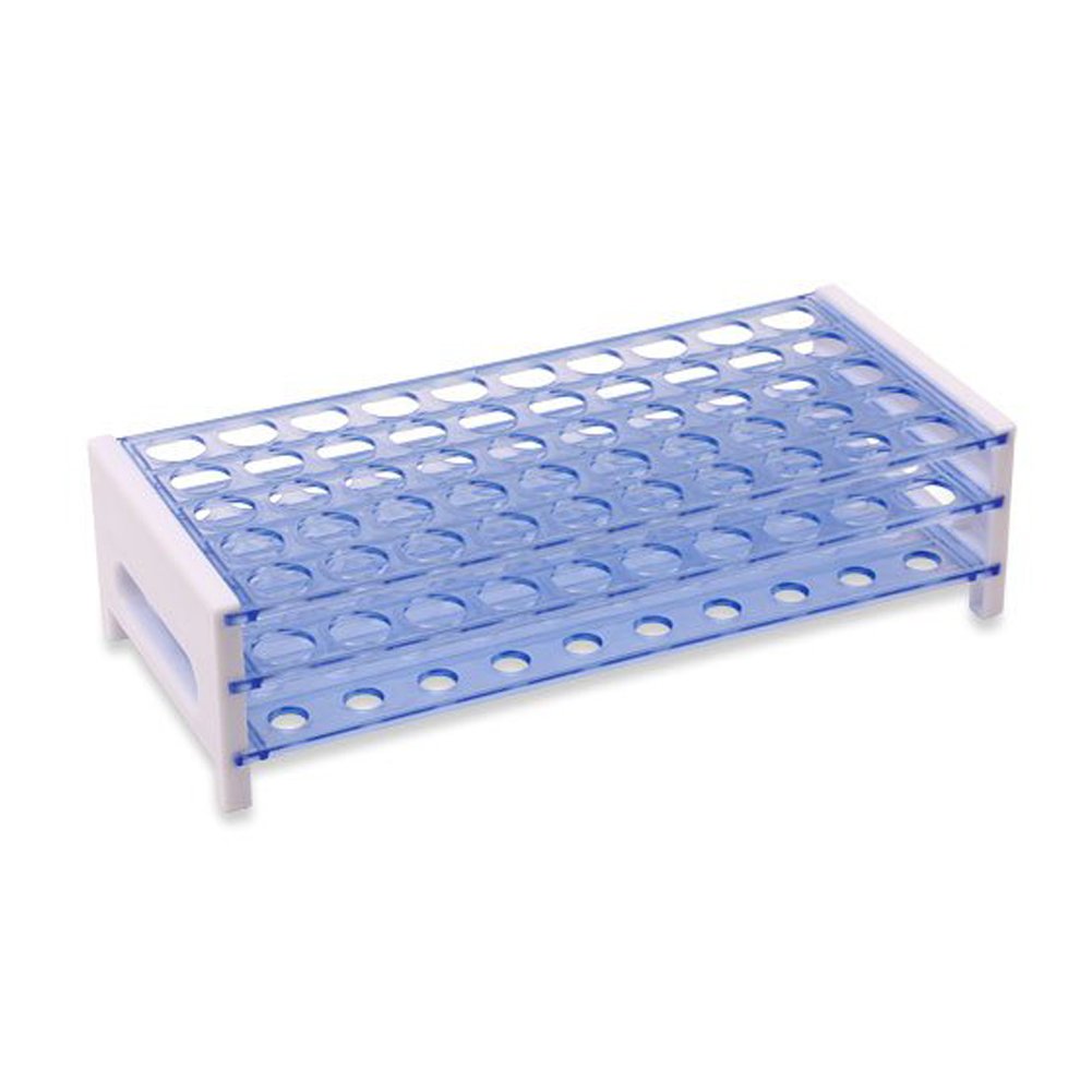 50 Tube - 13x100mm Clear Plastic Test Tube Set with Caps and Rack