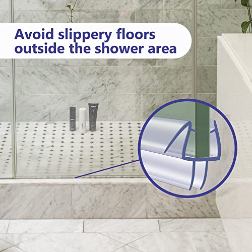 2-Pack Tarpuglider Shower Door Bottom Seal with Internal Grips and Sweep Strip - Frameless Glass Shower Door Seal Strip with Adjustable Length -Stop Shower Leaks -Clear Vinyl (3/8β (9-10 mm) x 39")