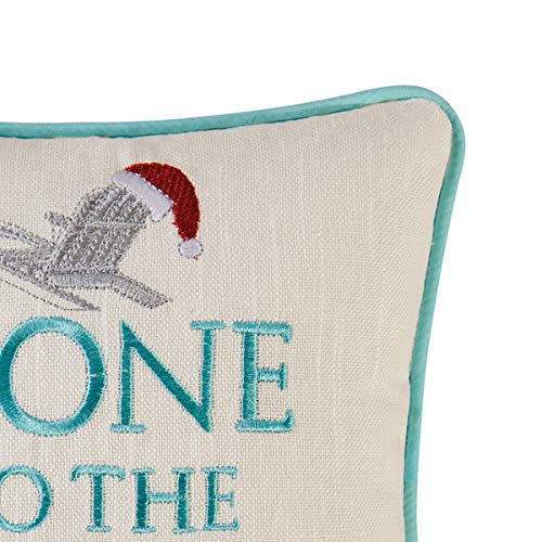 C&F Home Gone to The Beach Love Santa Coastal Holiday Embroidered Saying Cute Christmas Decor Decoration Accent Pillow 10 x 10 Multi