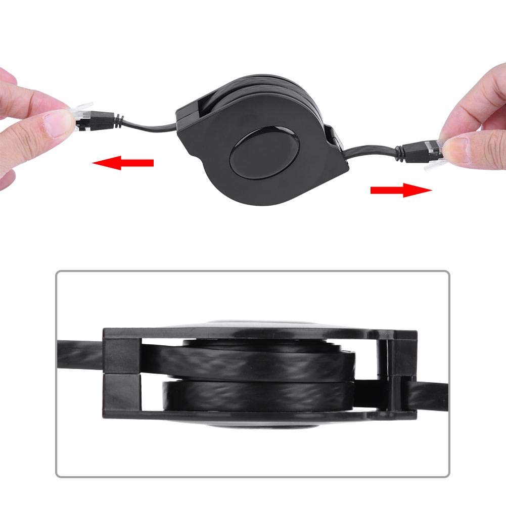Adjustable Retractable Cat-6 10 Gigabit Ethernet Ultra Flat Retractable Cable Cat6 Ethernet Cable RJ45 Connectors for Travel, 1m / 3.3ft, 2m / 6.6ft Optional(6.6ft)