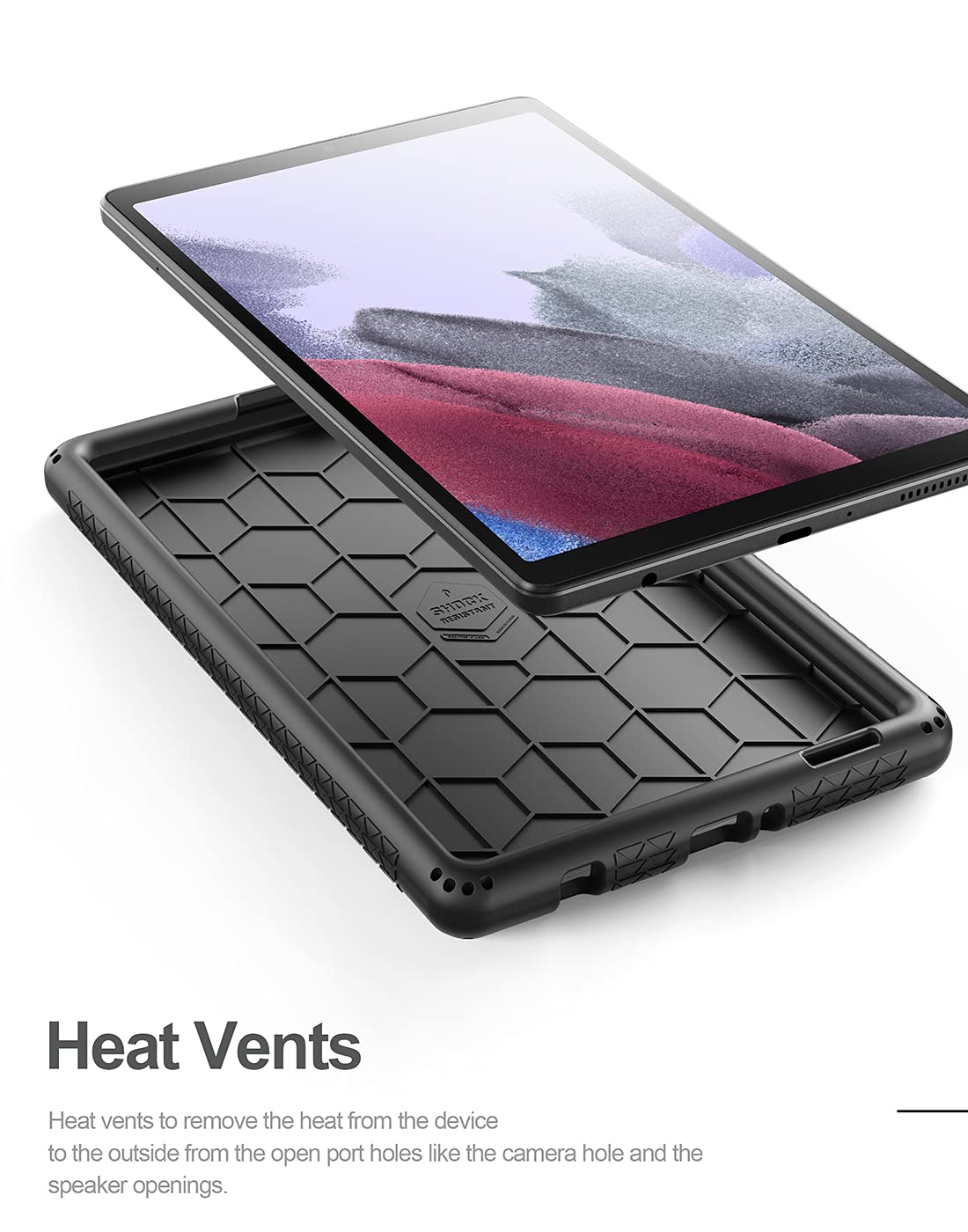 Poetic Turtleskin Heavy Duty Case Designed for Galaxy Tab A7 Lite 8.7 Inch (SM-T220/T225/T227), Rugged Shockproof Drop Protection Kids Friendly Protective Silicone Cover Case, Black