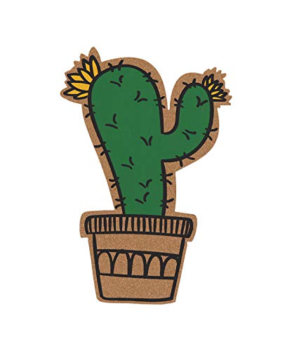 Pinboard Cactus Shaped Wall Decor - Cork Board with 6 Pushpins - Bulletin Board Display,School or Classroom Home Decor
